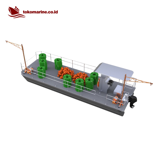 PLATFORM PONTOON BOAT WITH CRANE – PANJANG 8 METER | Toko Marine